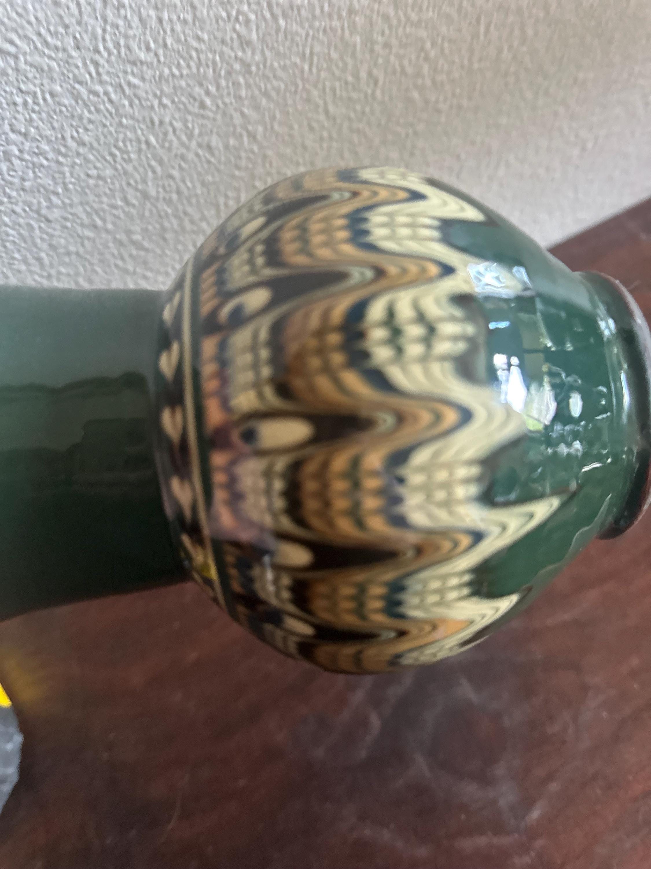Vintage Bulgarian Troyan Pottery Vase | Fine Art Pottery | Green Red ...