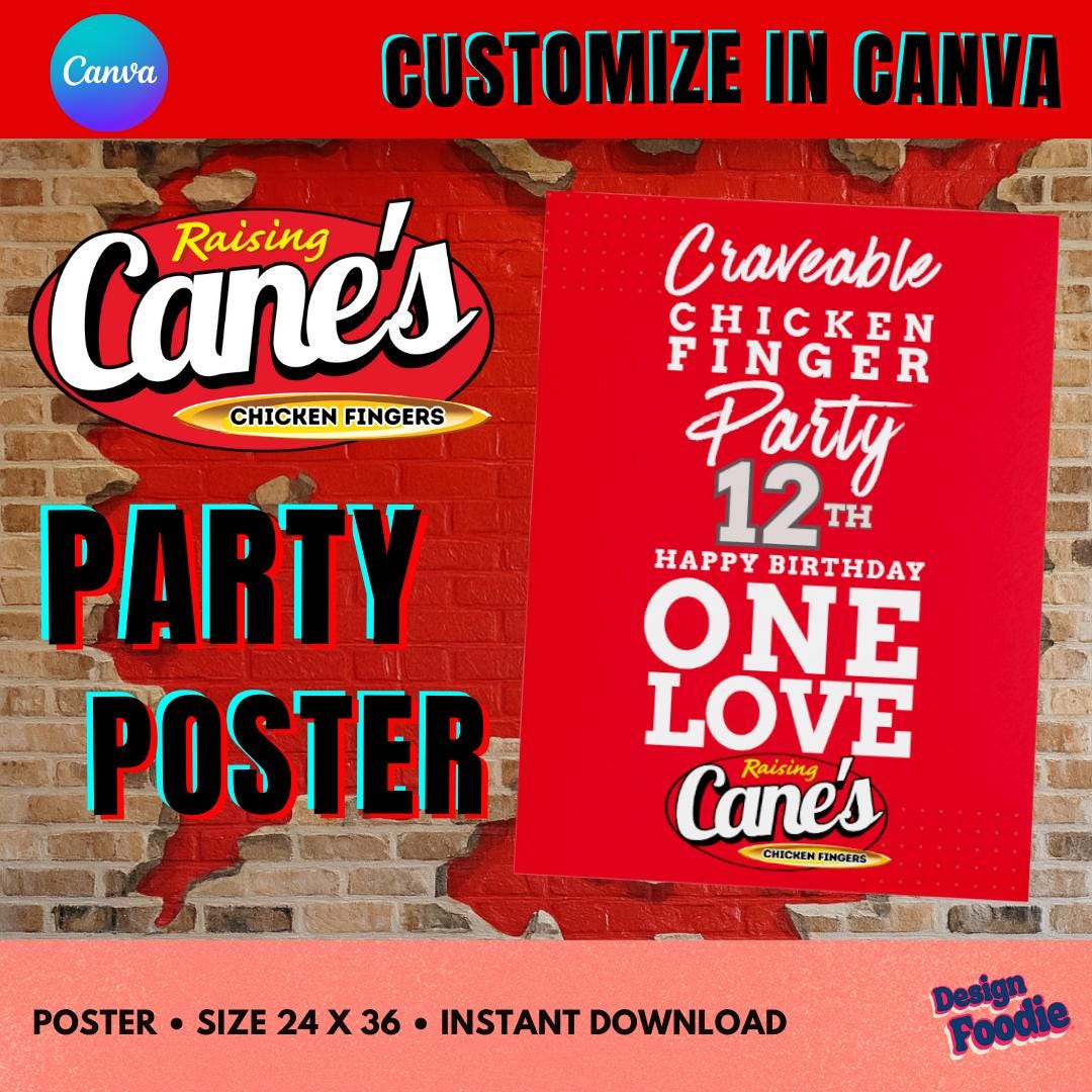 Editable Canva Poster • Fast Food Style • Raising Canes Inspired Poster ...
