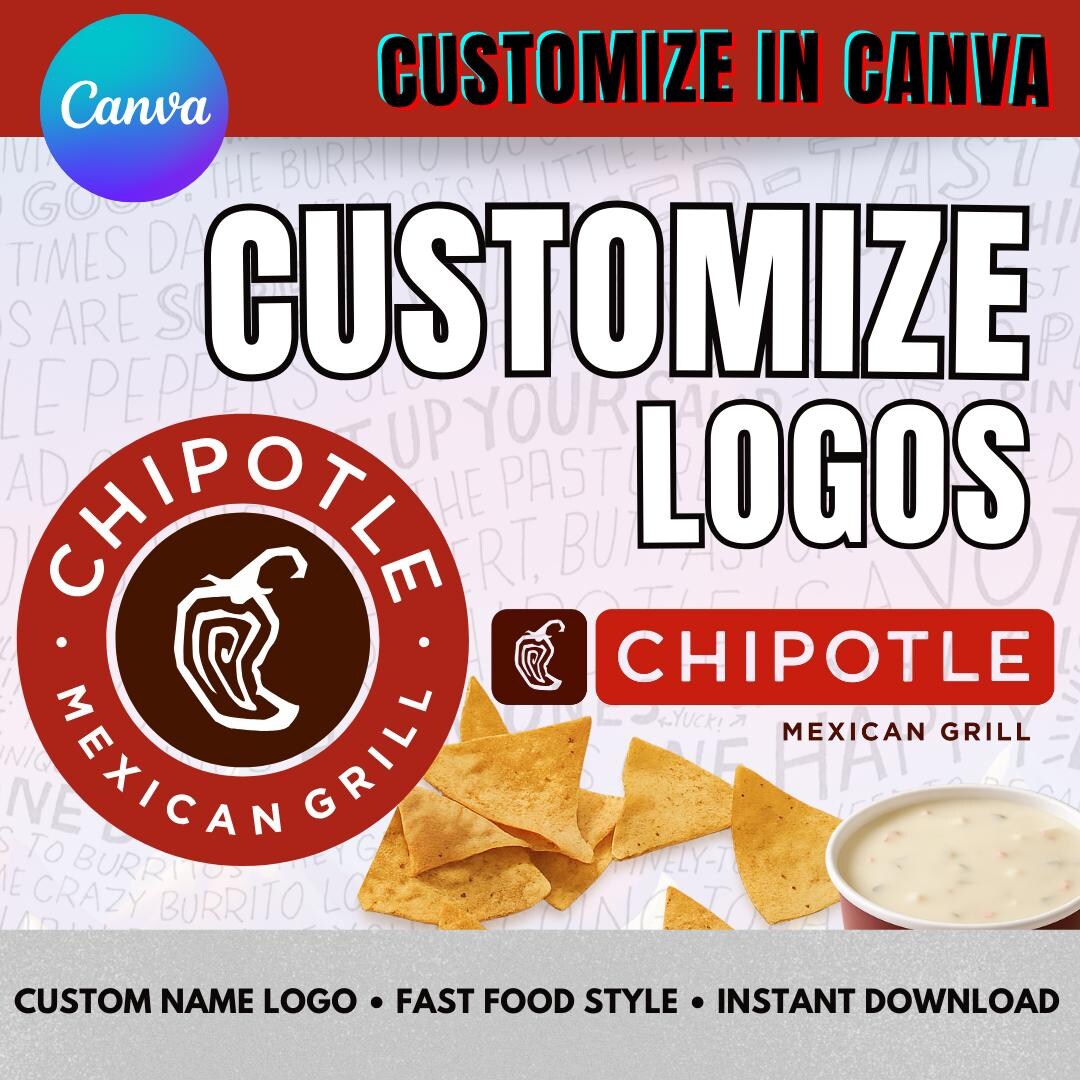 Chipotle Style Party Logo | Editable Canva Template (digital Download ...
