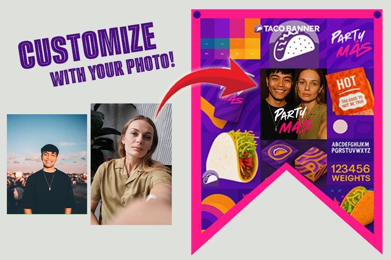 Custom TACO BELL Party Banner • Fast Food Theme Decor • Digital Party ...
