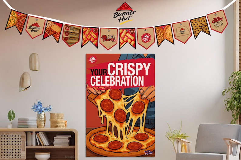 Pizza Hut Party Decor Set: Fast Food Poster & Banner (digital Download ...