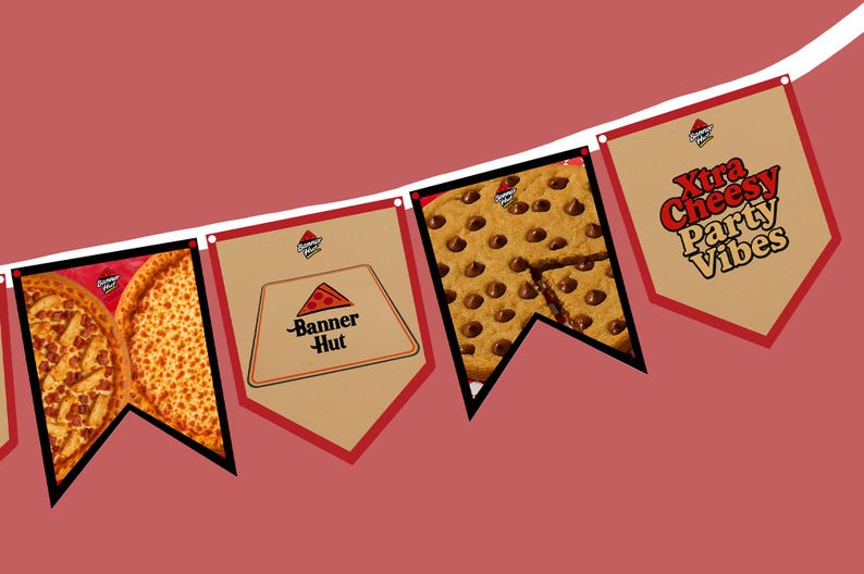 Pizza Hut Party Banner • Fast Food Theme Decor • Printable Party ...