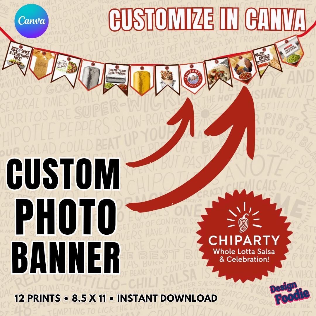 Chipotle Birthday Decorations Printable Banner | Custom Photo Party ...