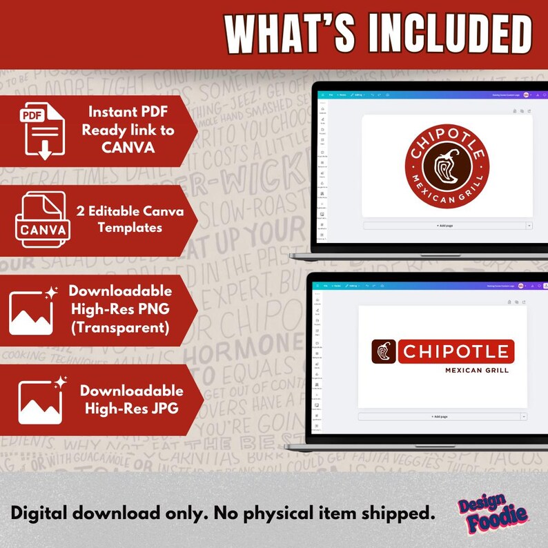 Chipotle Style Party Logo | Editable Canva Template (digital Download ...