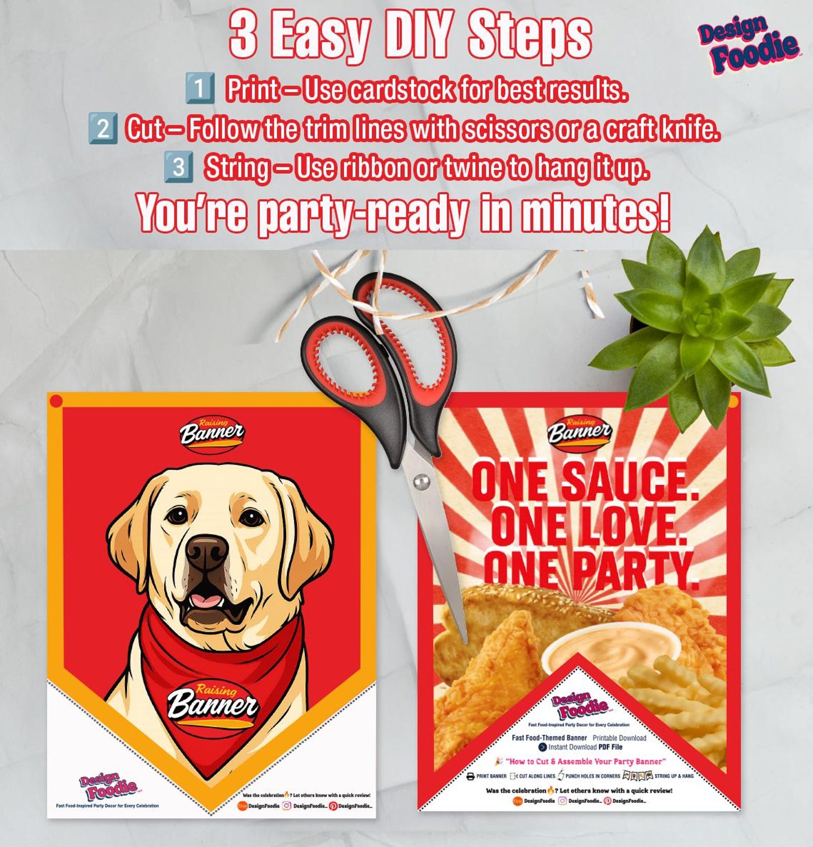 Raising Cane’s Party Banner • Fast Food Theme Decor • Printable Party ...