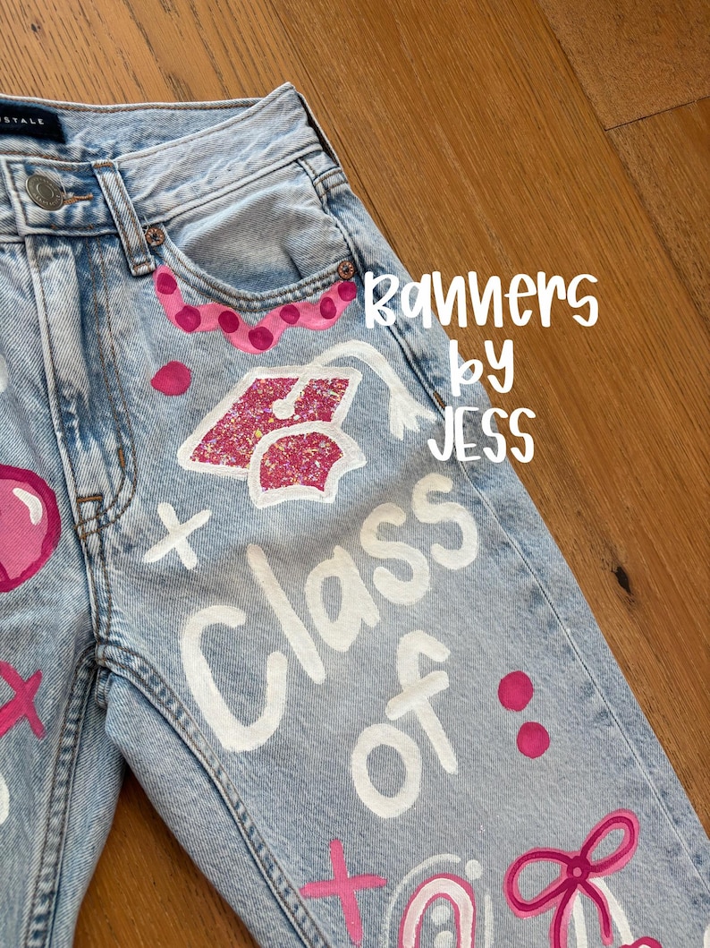 VIRAL Hand Painted Senior Jeans - Etsy