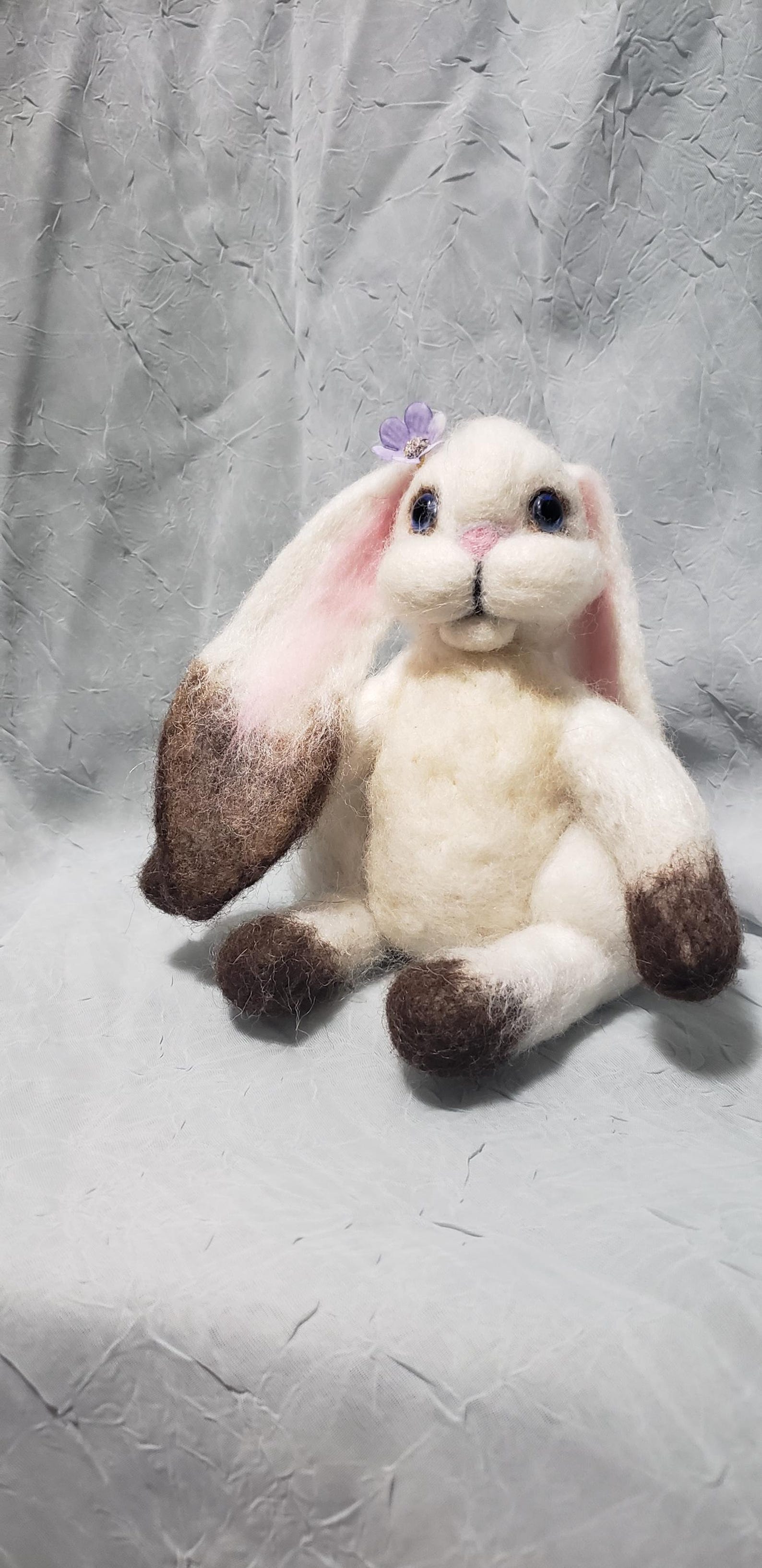 Needle Felted Lop Eared Bunny, Handmade Wool White Rabbit, Easter Decor ...