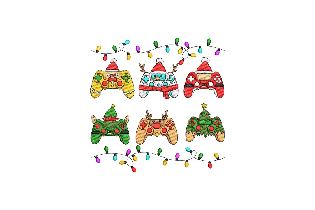 Gaming Controllers Christmas Embroidery Design, Christmas Gaming ...