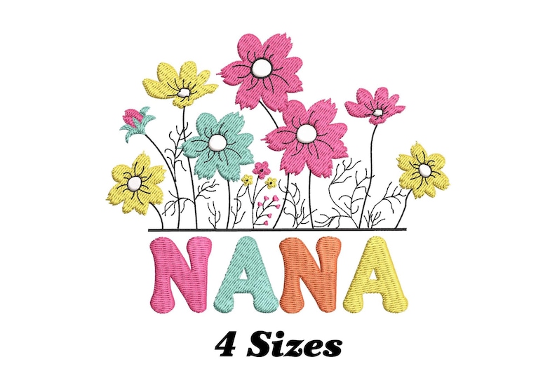 Floral Nana Embroidery Design, Floral Nana Machine Embroidery Design ...