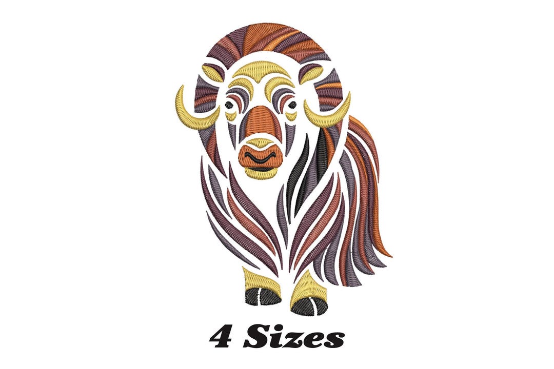 Colorful Yak Embroidery Design, Yak Machine Embroidery Design, Funny ...