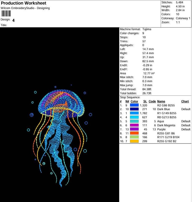 Cute Jellyfish Embroidery Design, Jellyfish Machine Embroidery Design ...