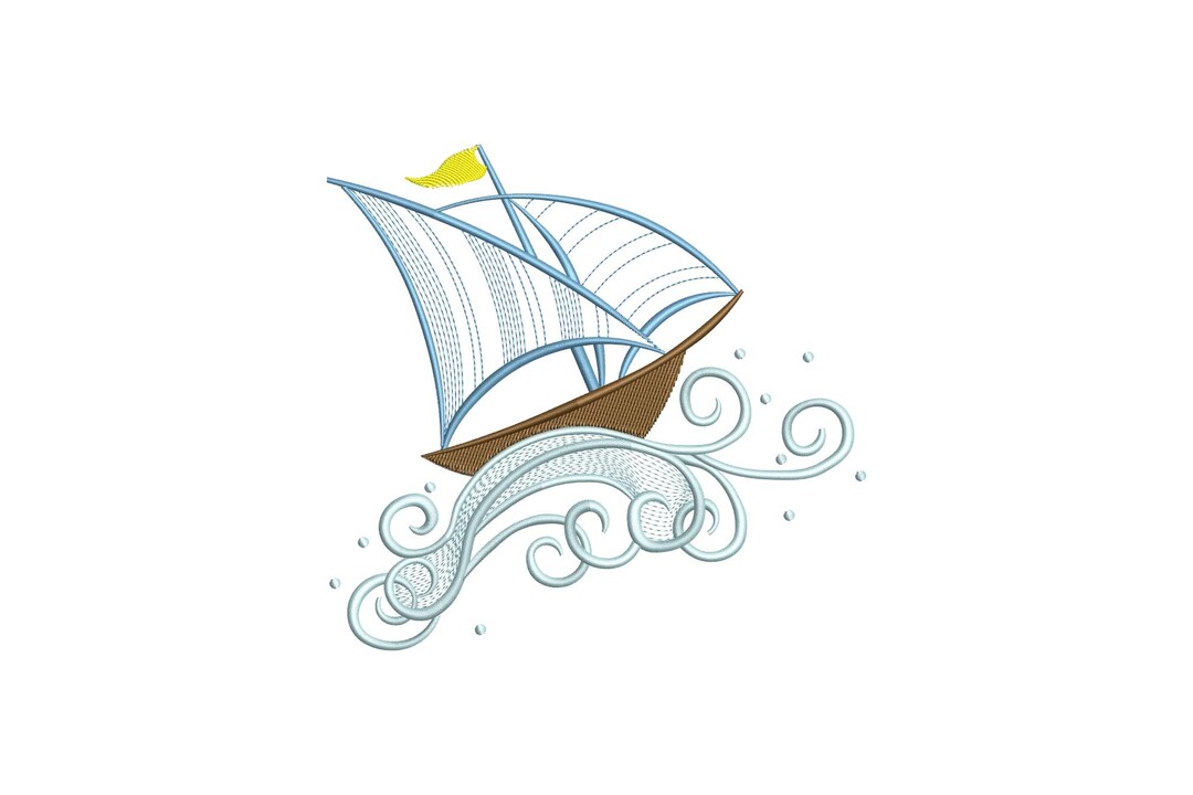 Sailing Boat Embroidery Design, Sailing Boat Machine Embroidery Design ...