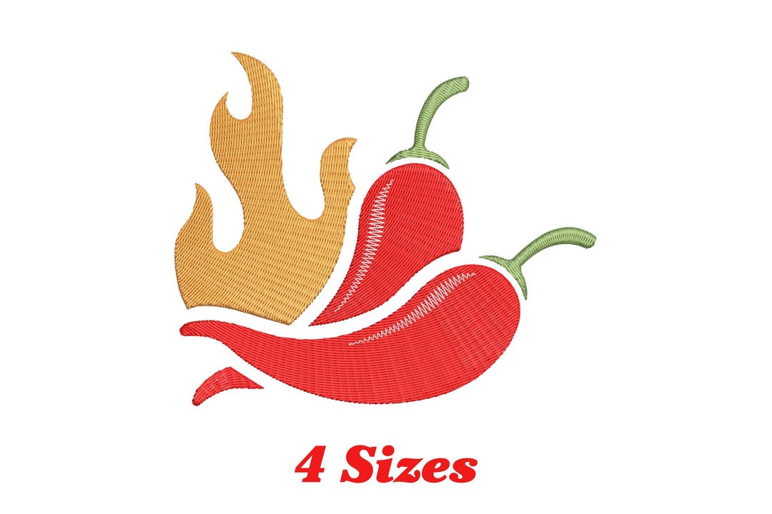 Chili Peppers Embroidery Design, Chili Pepper Machine Embroidery Design ...