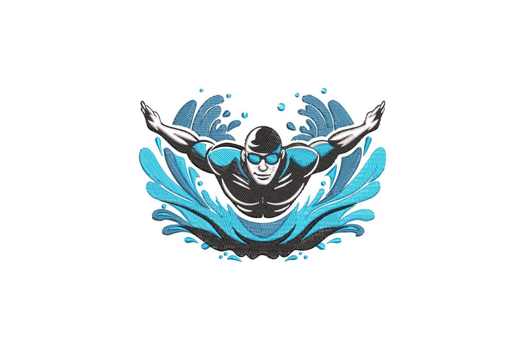 Swimmer Embroidery Design, Swimmer Machine Embroidery Design, 4 Sizes ...