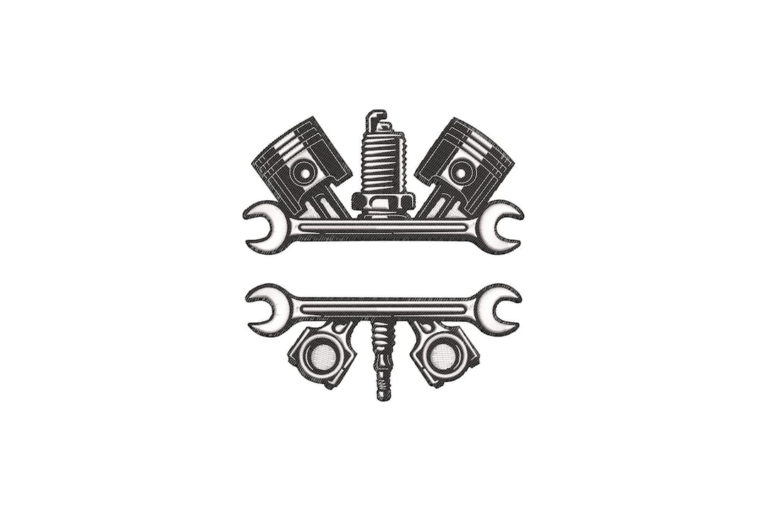 Mechanic Monogram Embroidery Design, Wrench Tools Car Repair Service ...