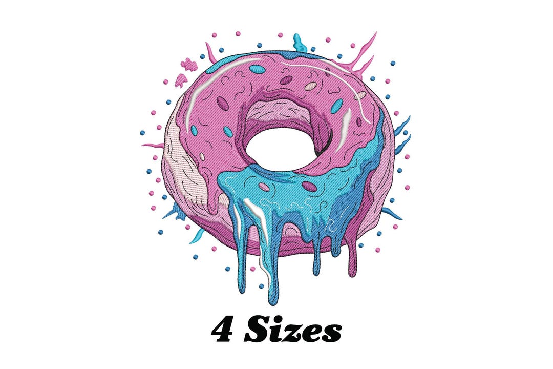 Colorful Donut Splash Embroidery Design, Donut Machine Embroidery ...