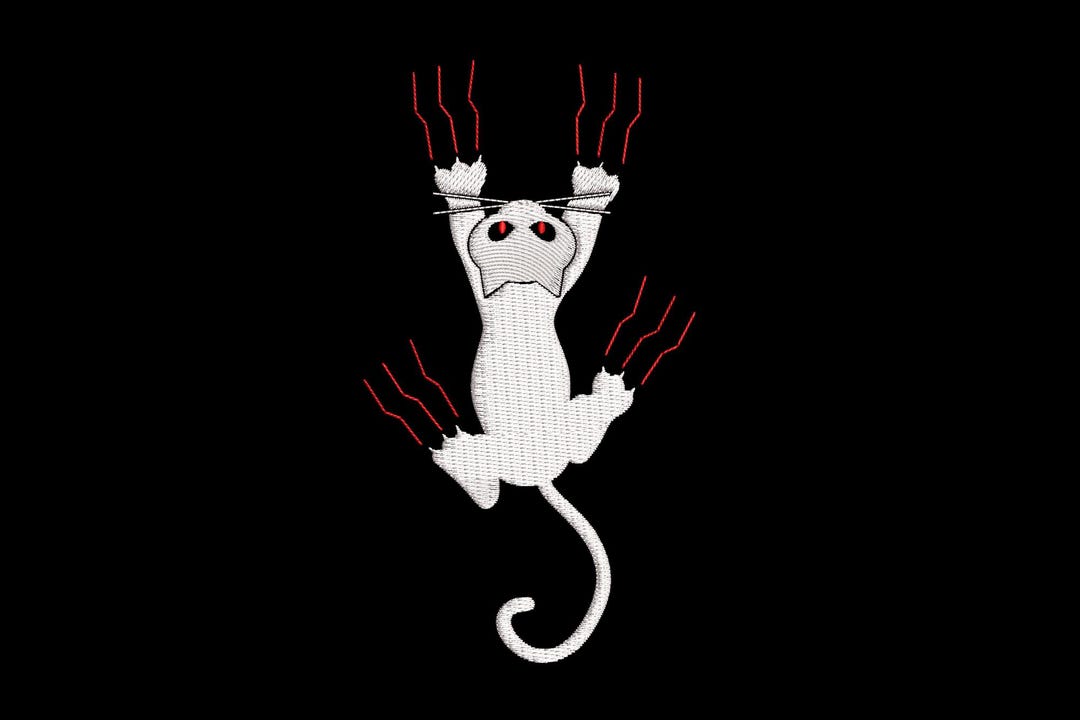 Cat Scratching Wall Halloween Embroidery Design, Halloween Cat ...