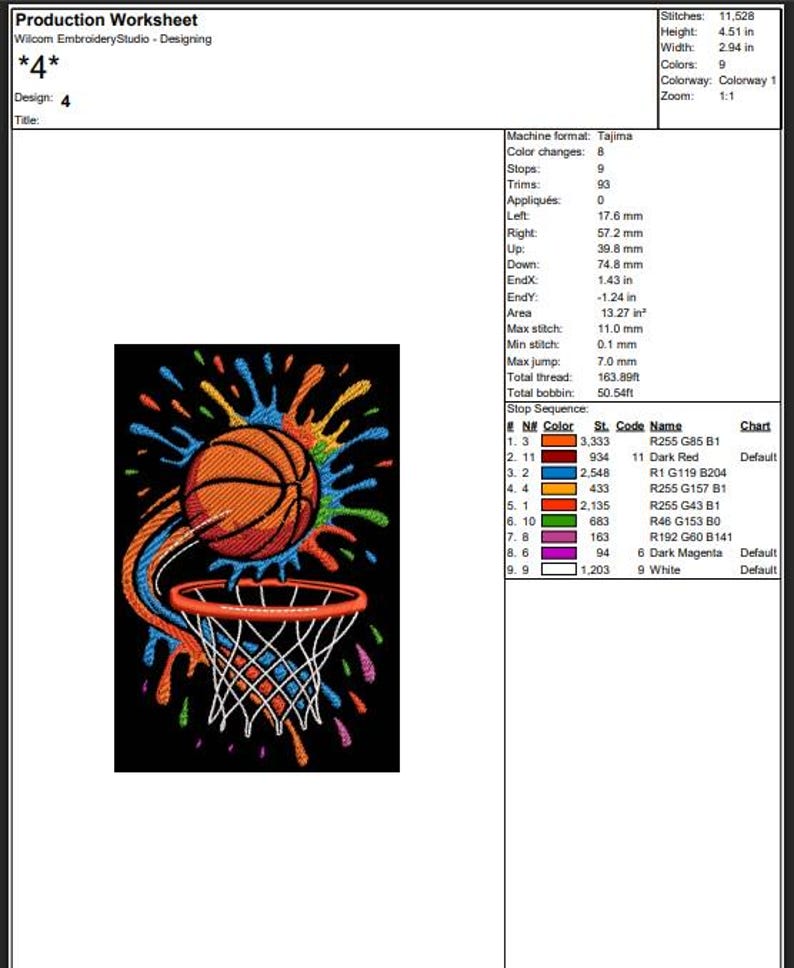 Colorful Basketball Hoop Splash Embroidery Design, Basketball Hoop ...
