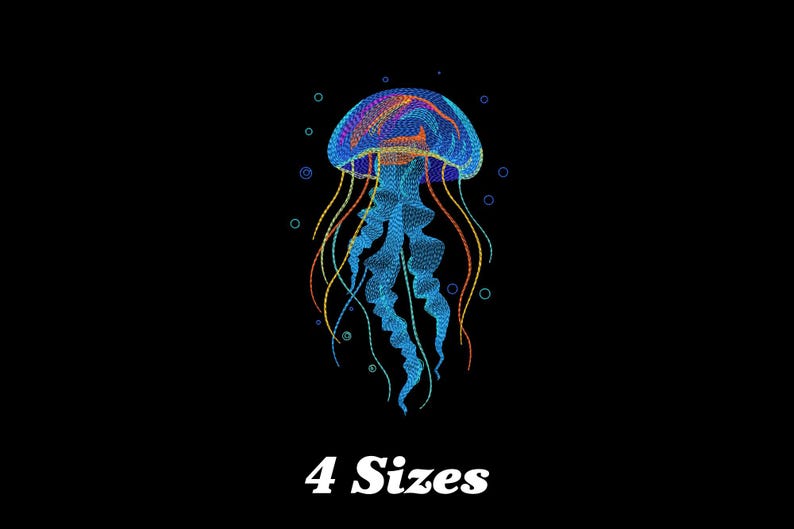 Cute Jellyfish Embroidery Design, Jellyfish Machine Embroidery Design ...