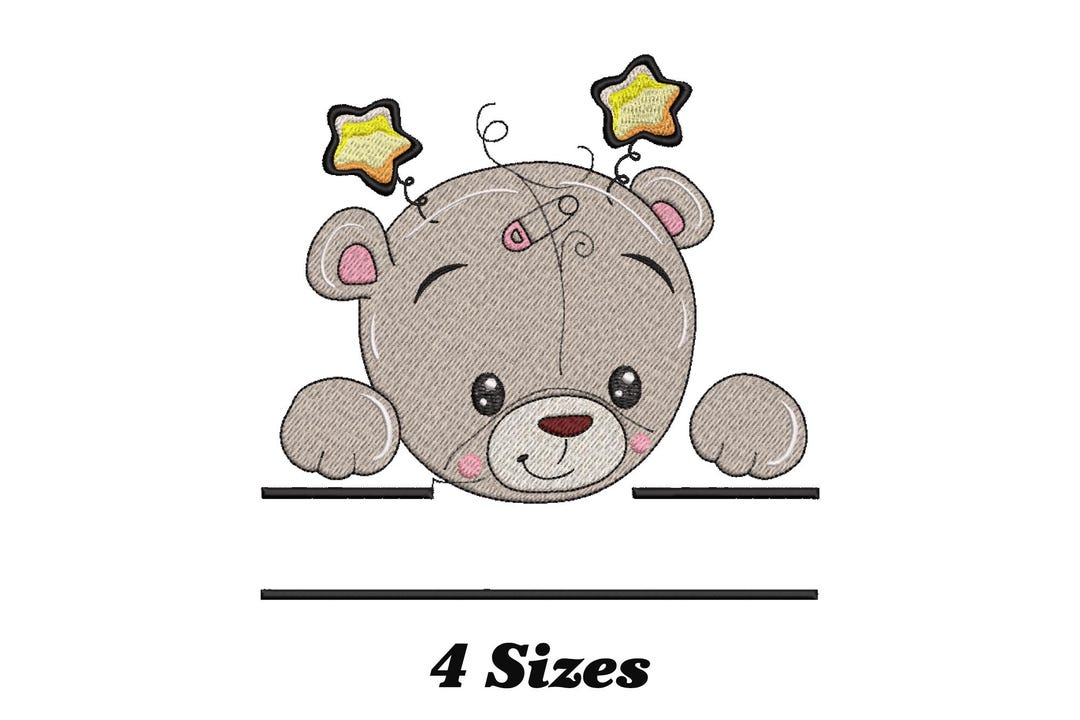Teddy Bear Split Name Frame Embroidery Design, Teddy Bear Machine ...