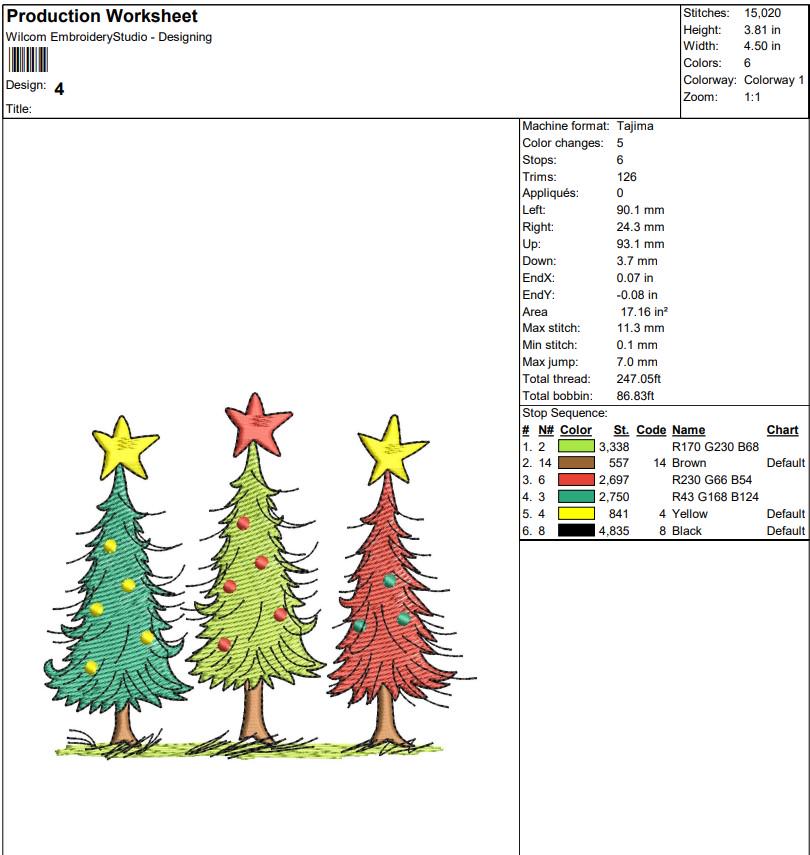 Christmas Tree Embroidery Design, Christmas Tree Machine Embroidery ...