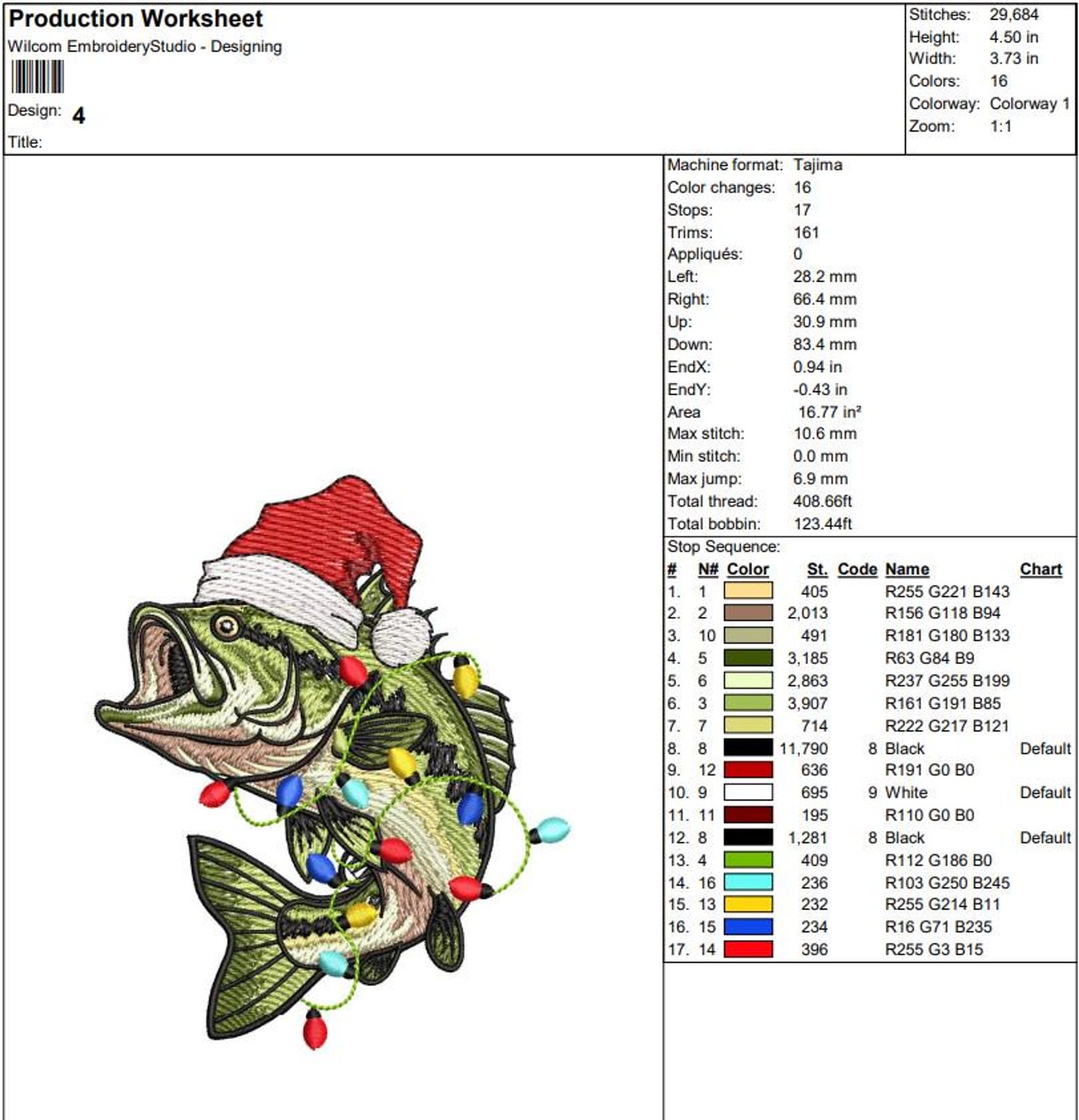 Lighting Bass Fish Christmas Embroidery Design, Christmas Bass Fish ...