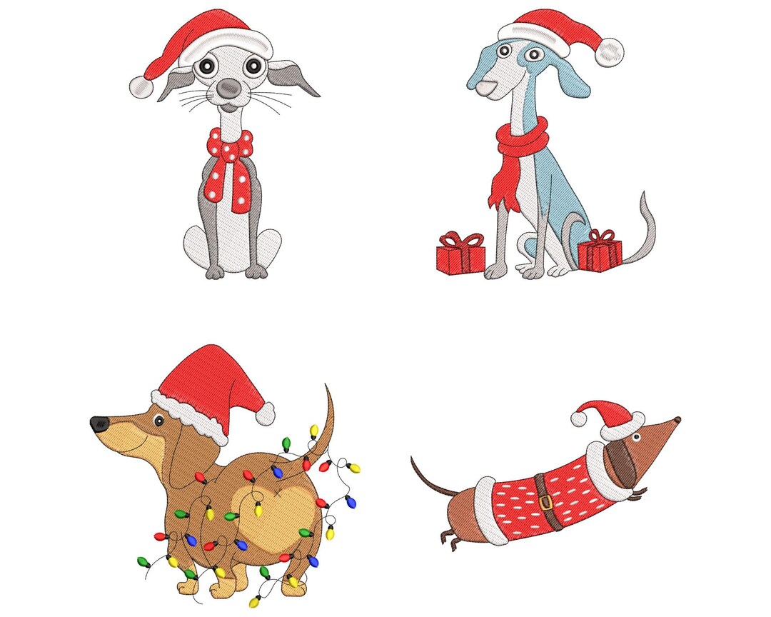 Funny Dog Christmas Embroidery Design, Christmas Dog Machine Embroidery ...