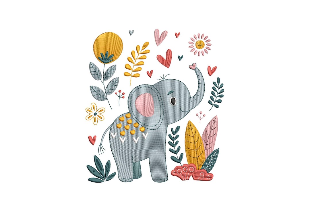 Elephant Embroidery Design, Elephant Machine Embroidery Design ...