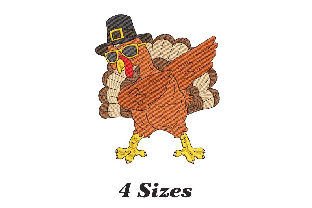 Funny Dabbing Turkey Machine Embroidery Design, Thanksgiving Dabbing ...
