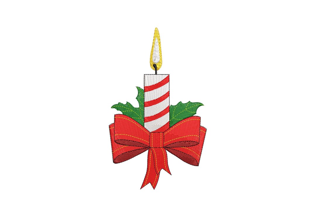 Candle Christmas Embroidery Design, Candle Xmas Embroidery Design ...