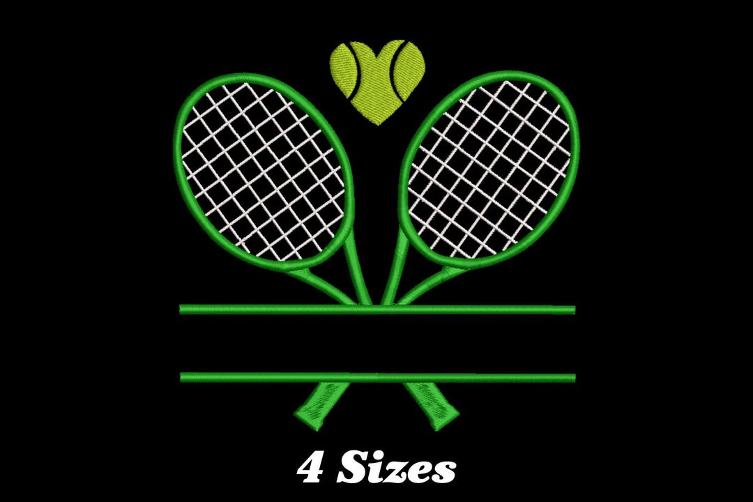 Tennis Split Name Frame Embroidery Design, Tennis Machine Embroidery ...
