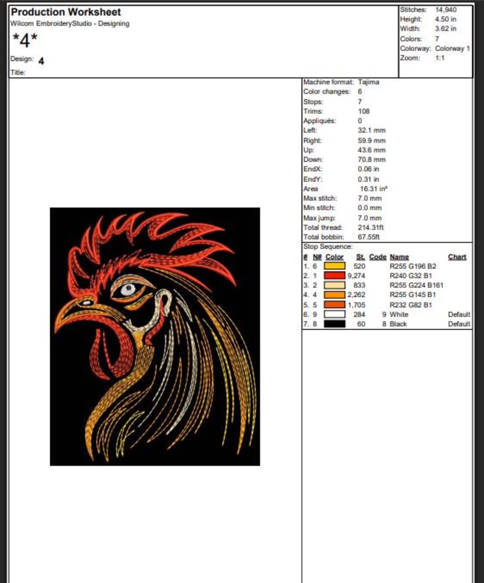 Chicken Embroidery Design, Chicken Machine Embroidery Design, 4 Sizes ...