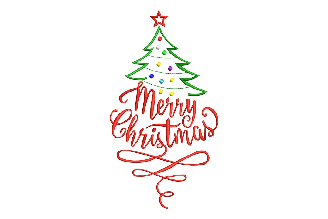 Merry Christmas Tree Embroidery Design, Christmas Merry Christmas Tree ...