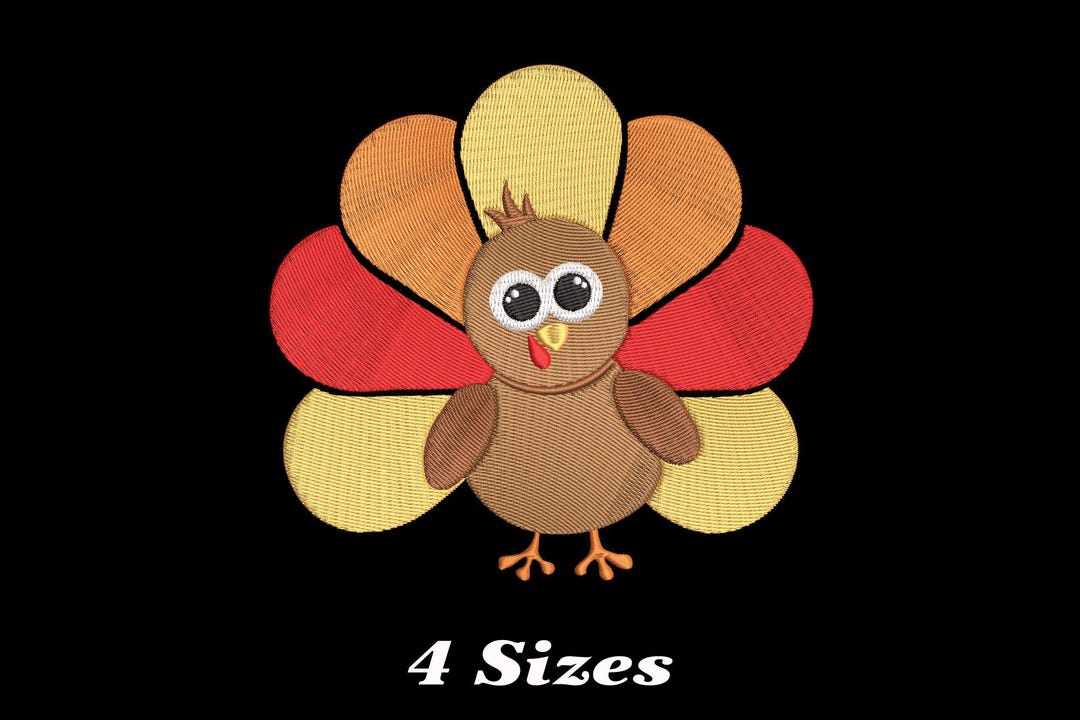 Baby Turkey Machine Embroidery Design, Thanksgiving Baby Turkey ...
