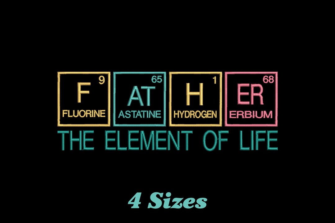 Father Periodic Table Embroidery Design, Father Periodic Table Machine ...