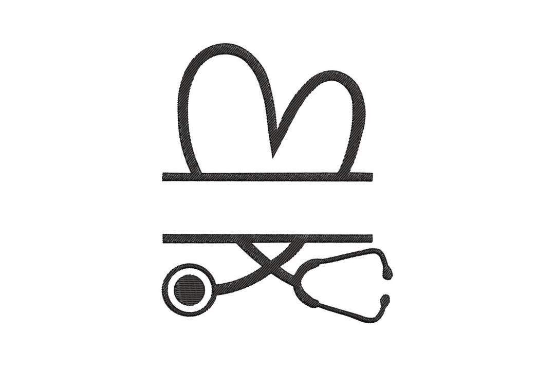 Stethoscope Heart Monogram Embroidery Design, Stethoscope Heart Split ...