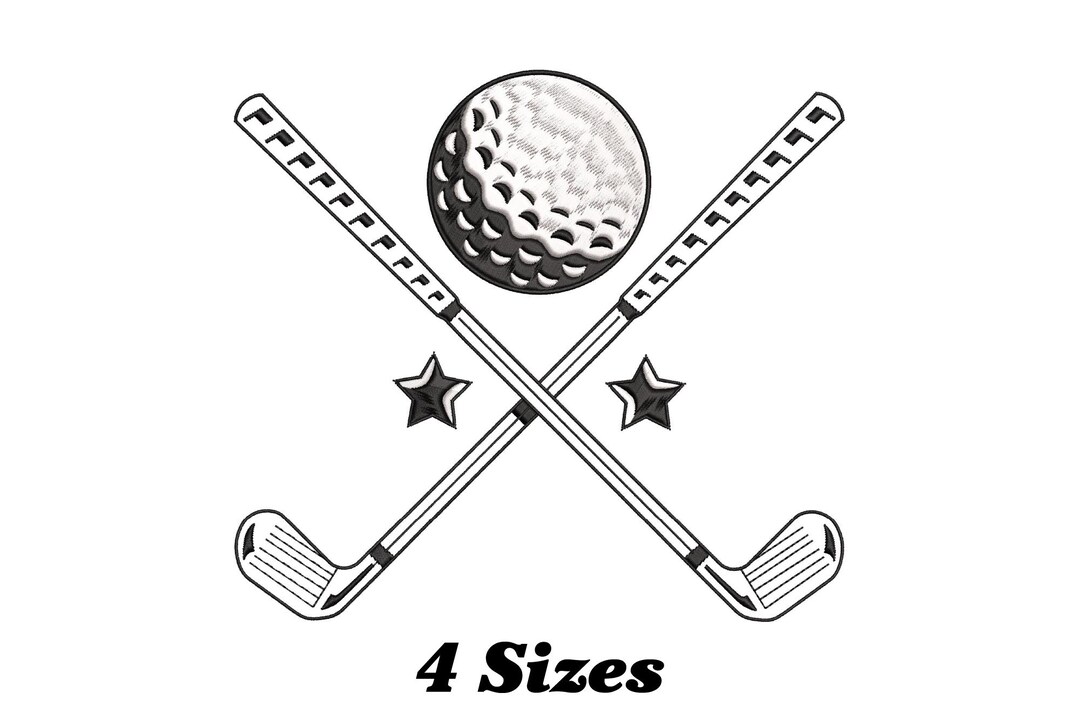Golf Crossed Club Embroidery Design, Golf Crossed Club Machine ...