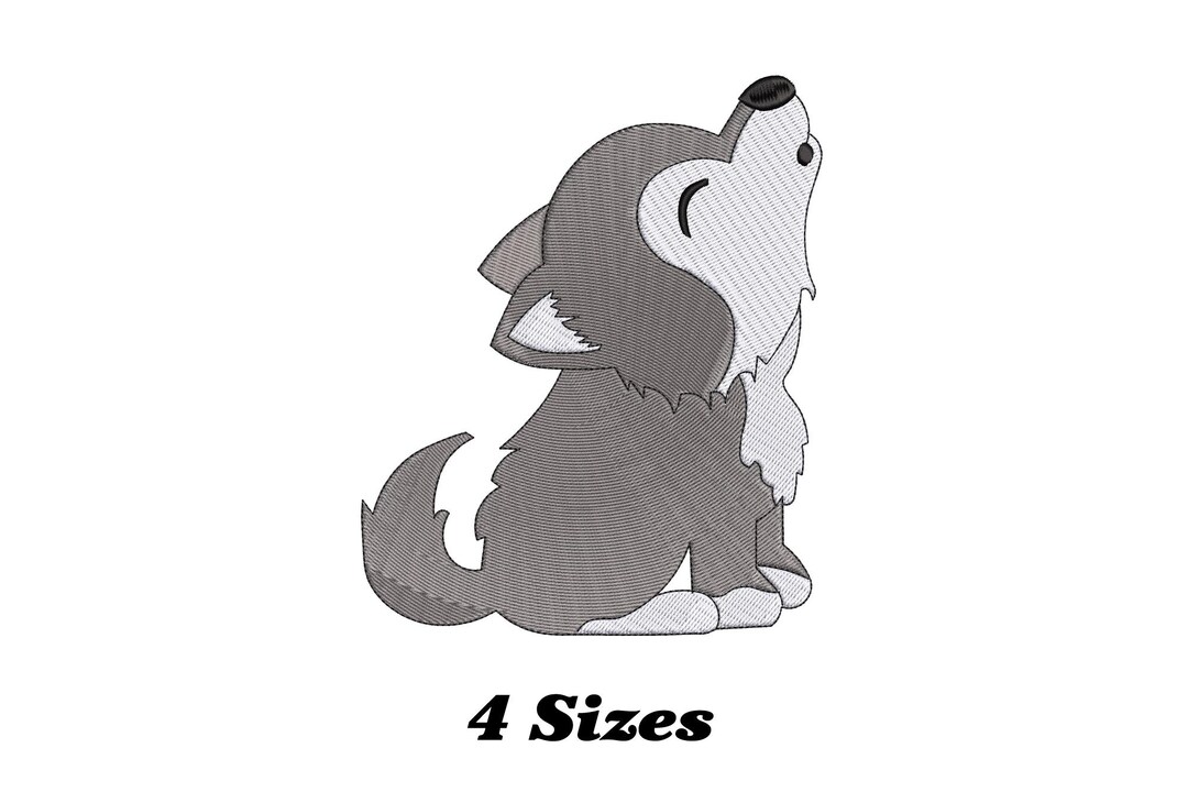 Wolf Howling Embroidery Design, Wolf Machine Embroidery Design, Wolf ...