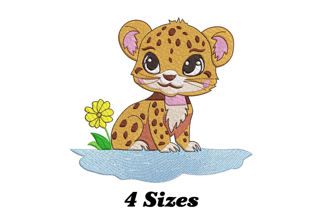 Cute Leopard Embroidery Design, Leopard Machine Embroidery Design for ...