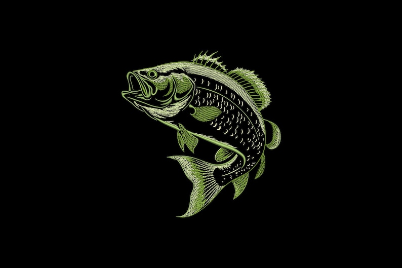 Bass Fish Embroidery Design, Bass Fish Machine Embroidery Design, 4 ...