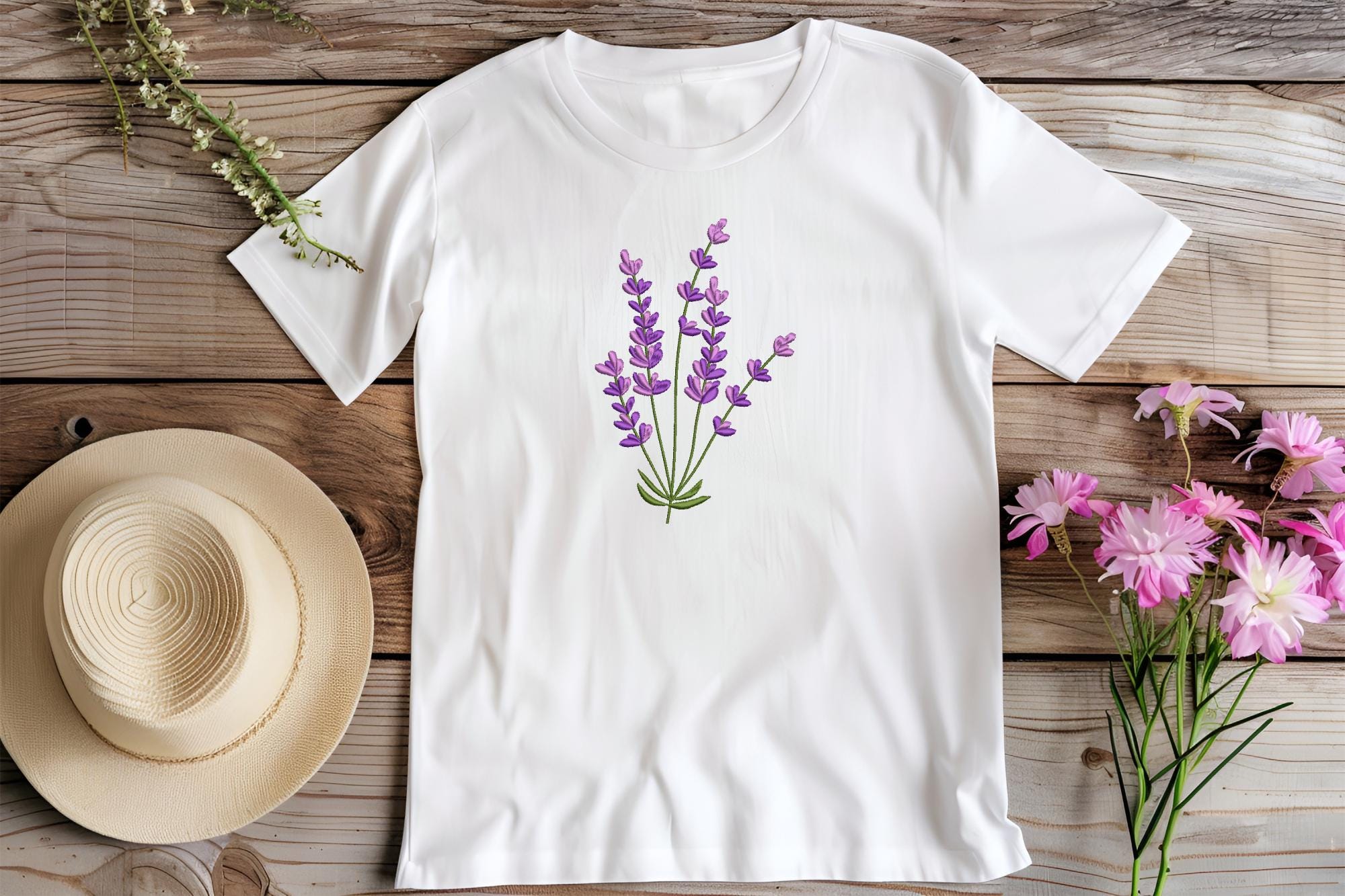 Elegant Lavender Flower Embroidery Design, Lavender Flower Machine ...