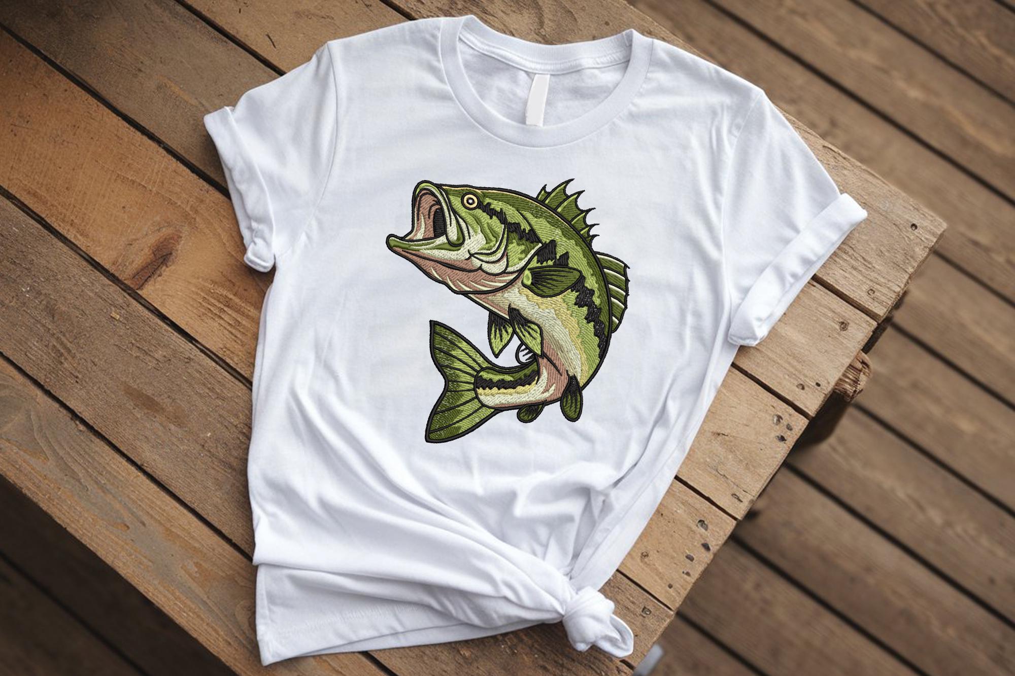 Bass Fish Embroidery Design, Bass Fish Machine Embroidery Design, Bass ...