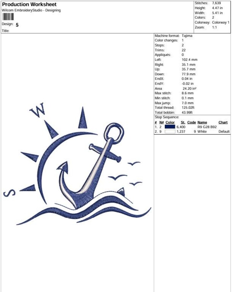 Anchor Embroidery Design, Anchor Machine Embroidery Design, Anchor ...