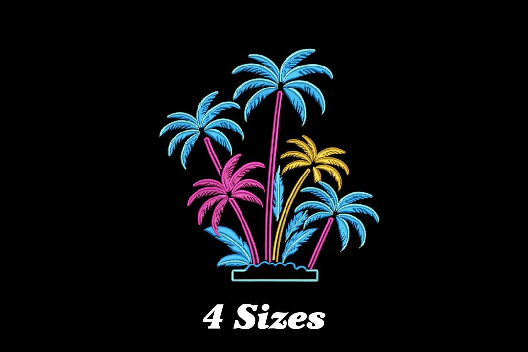 Palm Tree Embroidery Design, Palm Tree Machine Embroidery Design, Palm ...