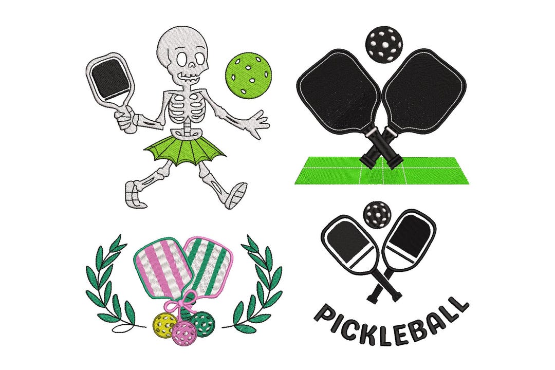 4 Pickleball Embroidery Design, Pickleball Machine Embroidery Design ...