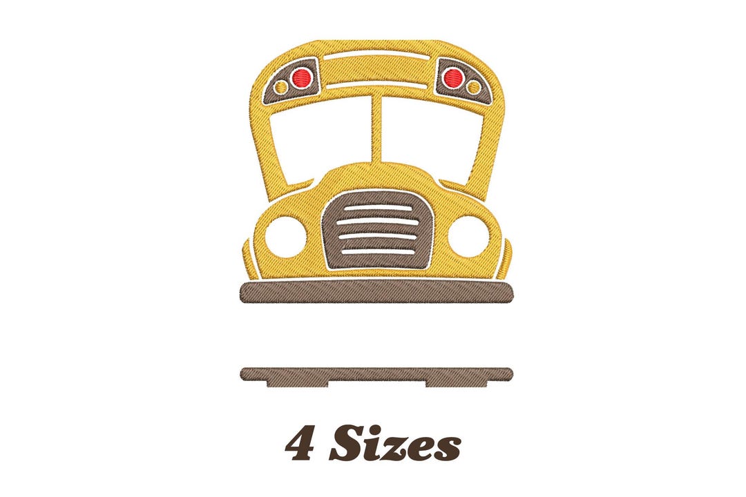 School Bus Embroidery Design, Yellow School Bus Machine Embroidery ...