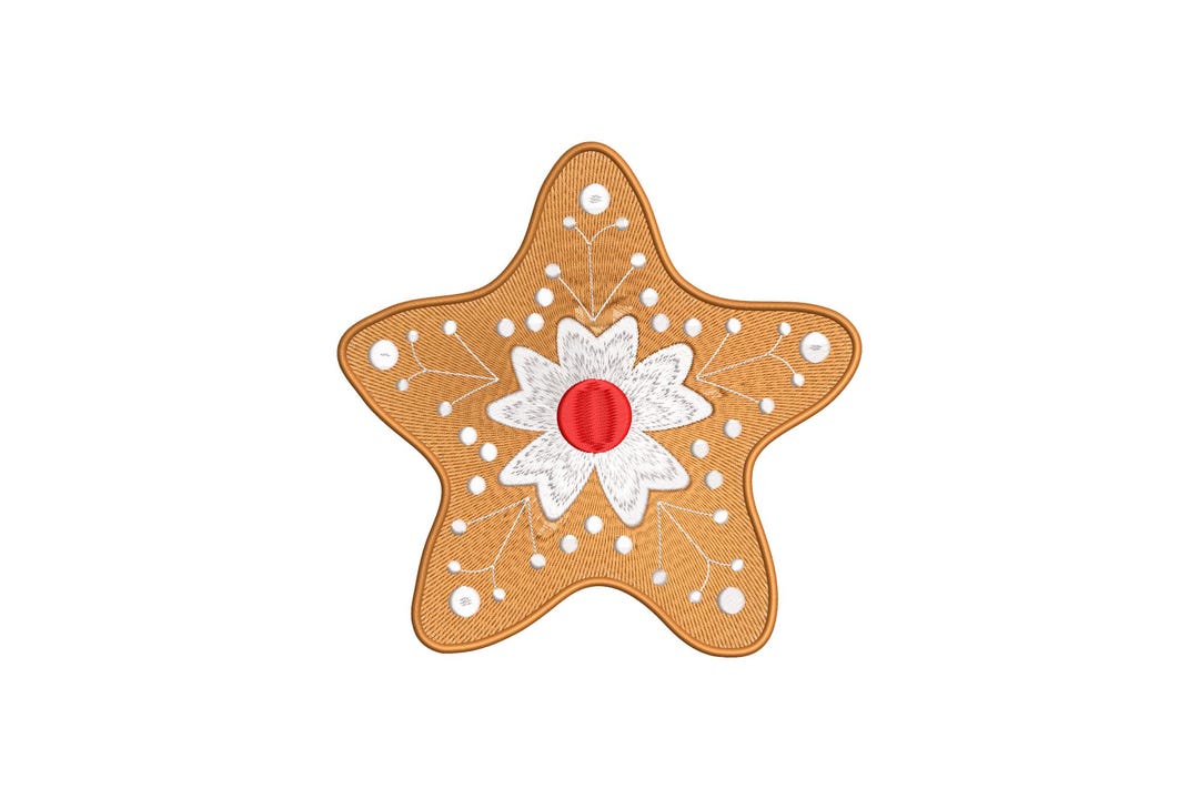 Gingerbread Star Christmas Embroidery Design, Gingerbread Star Xmas ...