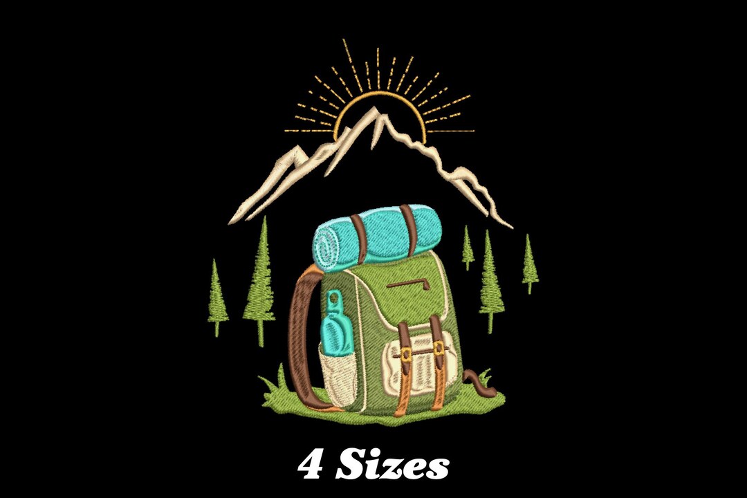 Hiking Backpack Embroidery Design, Hiking Backpack Machine Embroidery ...