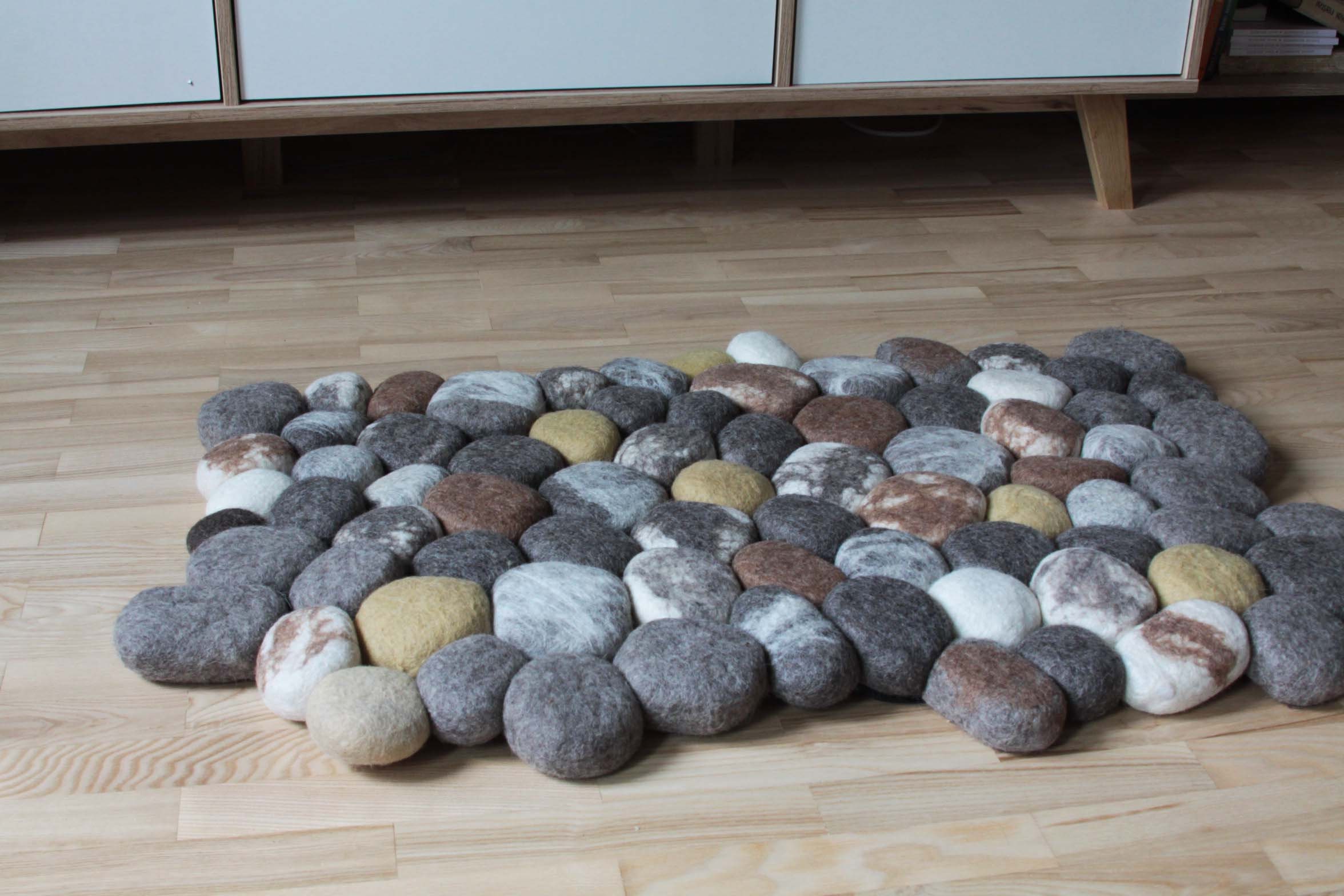Felt Pebbles Rug Shades of Brown - Etsy