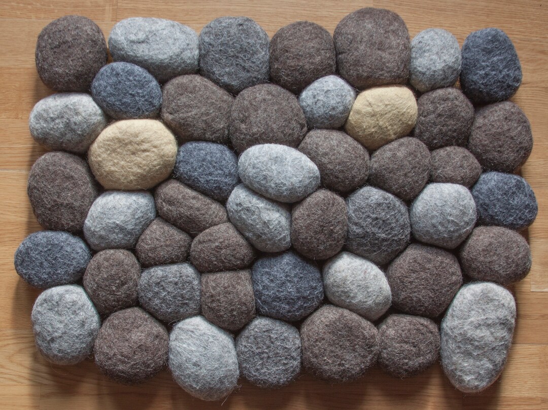 Felt Pebbles Rug Brown and Gray - Etsy